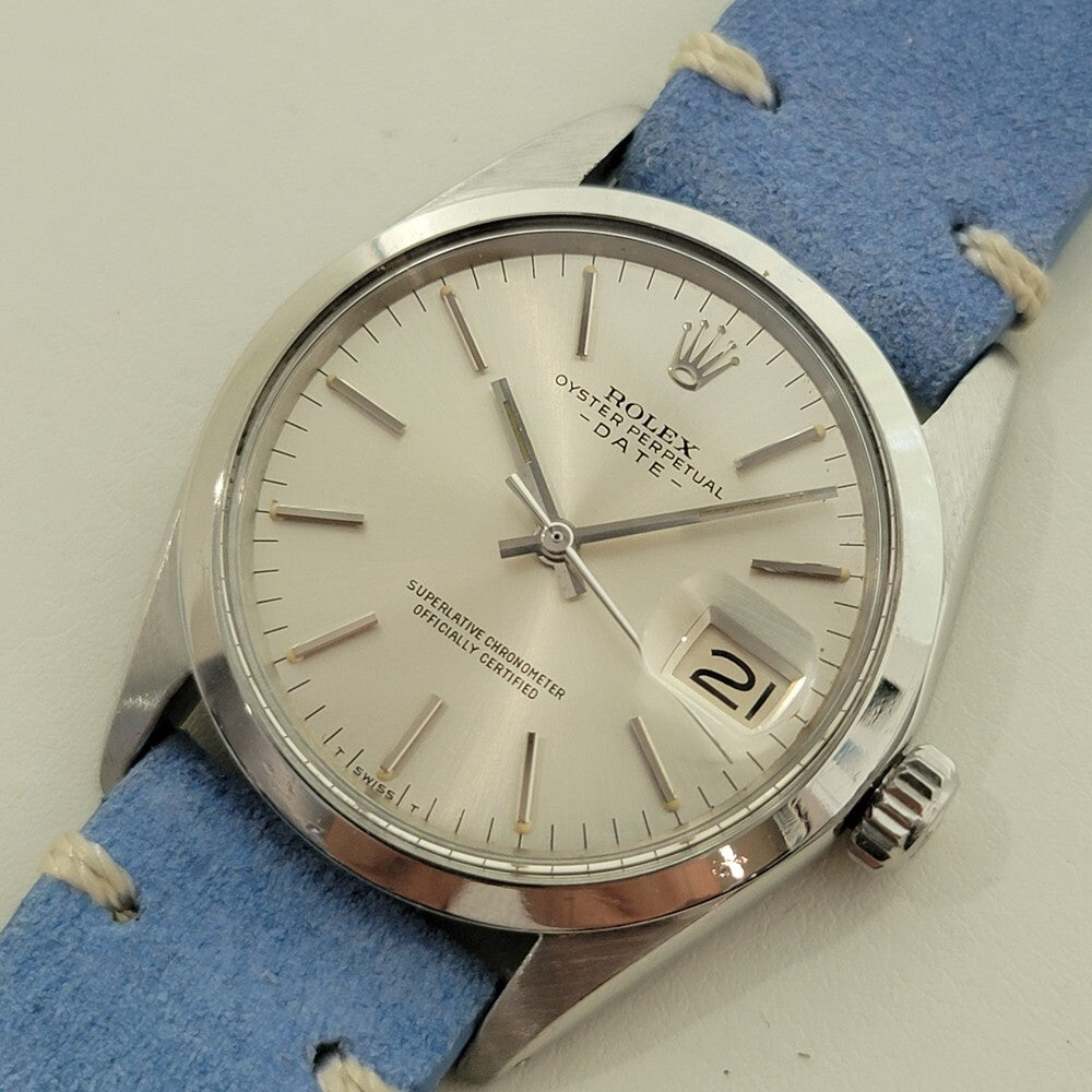 Rolex Oyster Perpetual Date Ref 1500 35mm Mens w Paper 1970s Automatic ...
